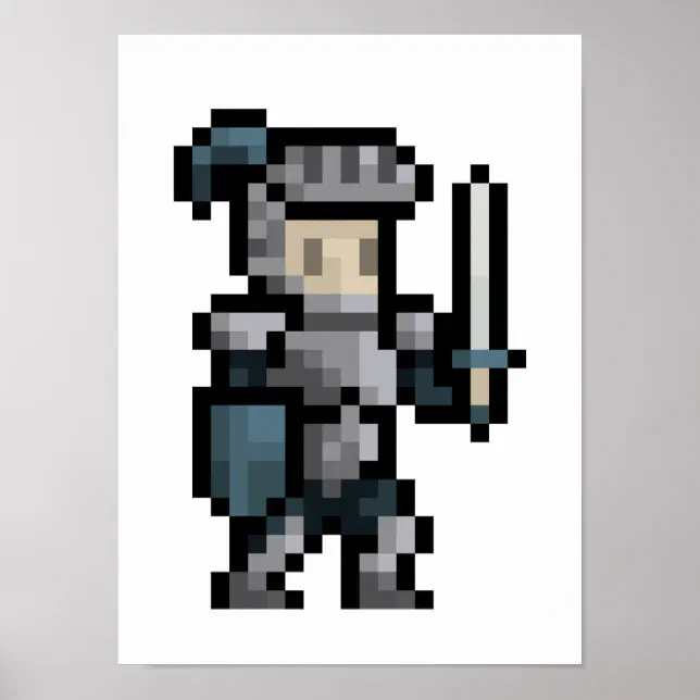 8-Bit Knight Pixel Art Poster | Zazzle