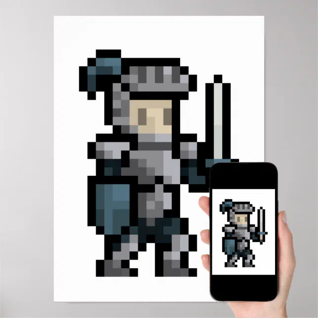 8-Bit Knight Pixel Art Poster | Zazzle