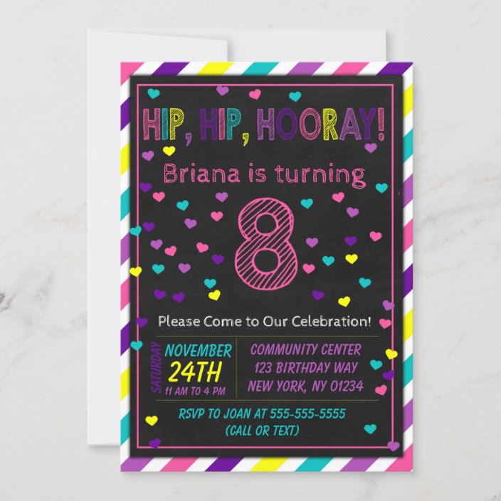 8th Birthday Invitation for a Girls Birthday Party | Zazzle.com.au