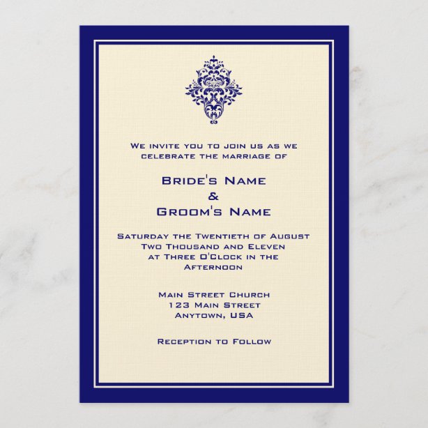 Navy Blue Cream Wedding Invitations | Zazzle.com.au