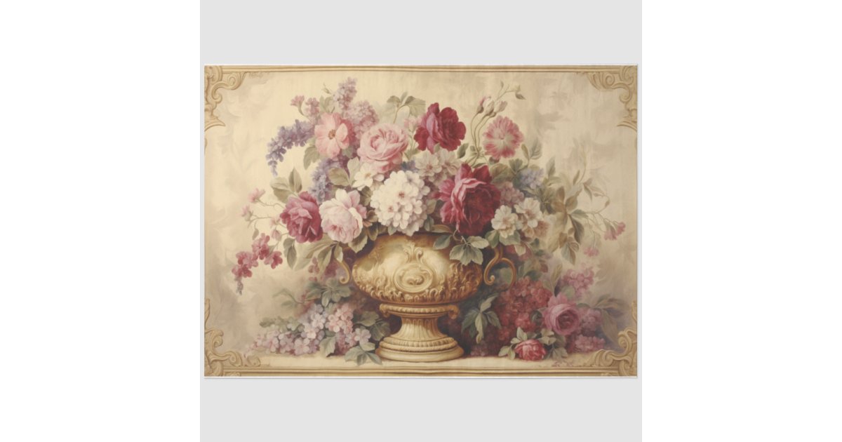A beautiful French Urn with Florals Tissue Paper | Zazzle