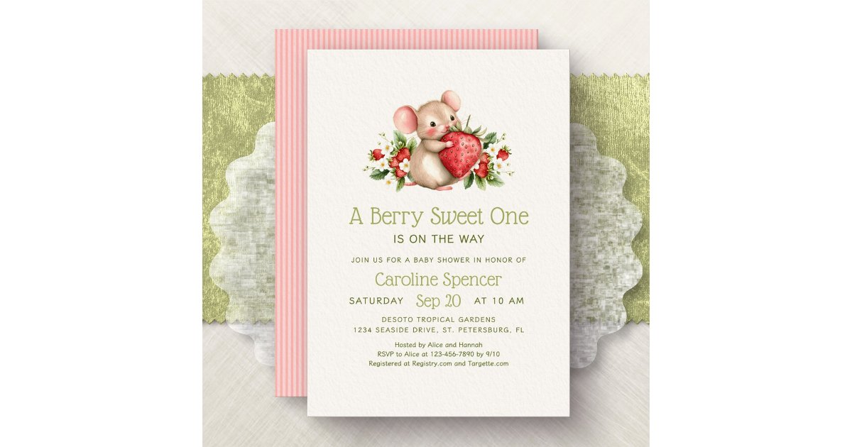 A Berry Sweet One Strawberry Baby Shower Invitation | Zazzle