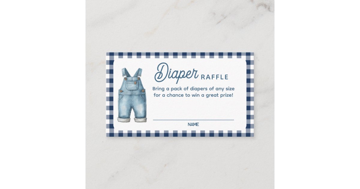 A Blue Jean Baby Shower Diaper Raffle Card | Zazzle
