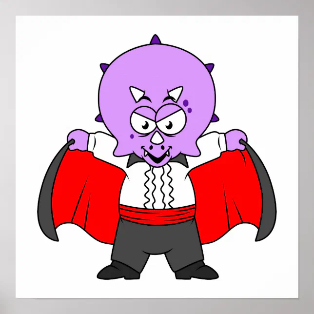 A Ceratops Dinosaur Dressed Up As Count Dracula. Poster | Zazzle
