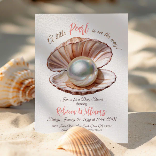 A Little Pearl Under the Sea Girl Baby Shower Invitation | Zazzle