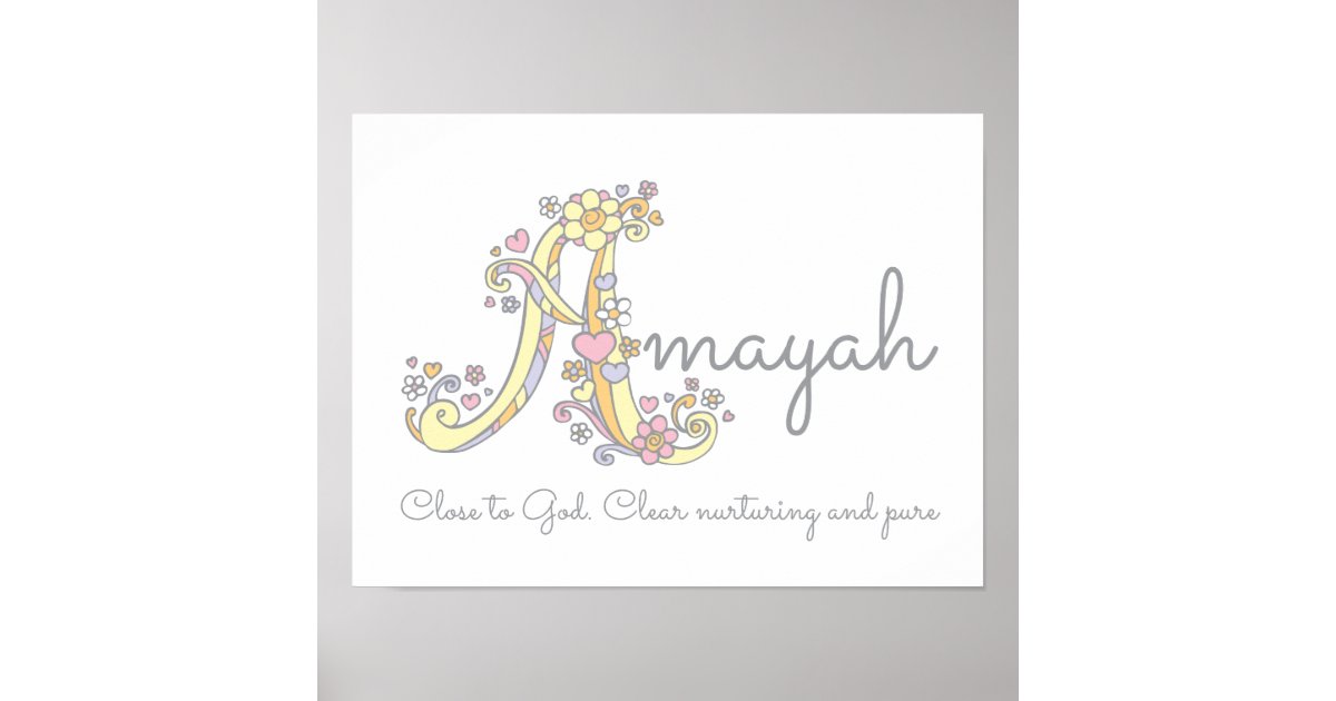 A monogram art Amayah girls name meaning poster | Zazzle
