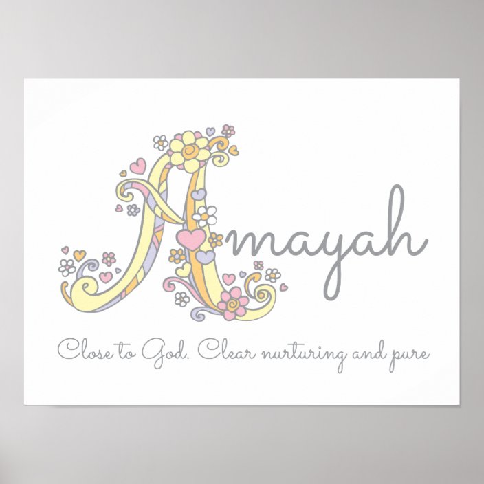 A monogram art Amayah girls name meaning poster | Zazzle.com.au