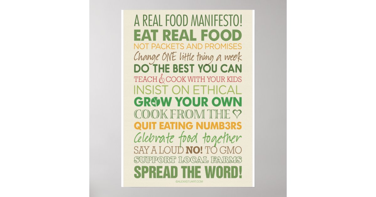 A Real Food Manifesto Poster | Zazzle