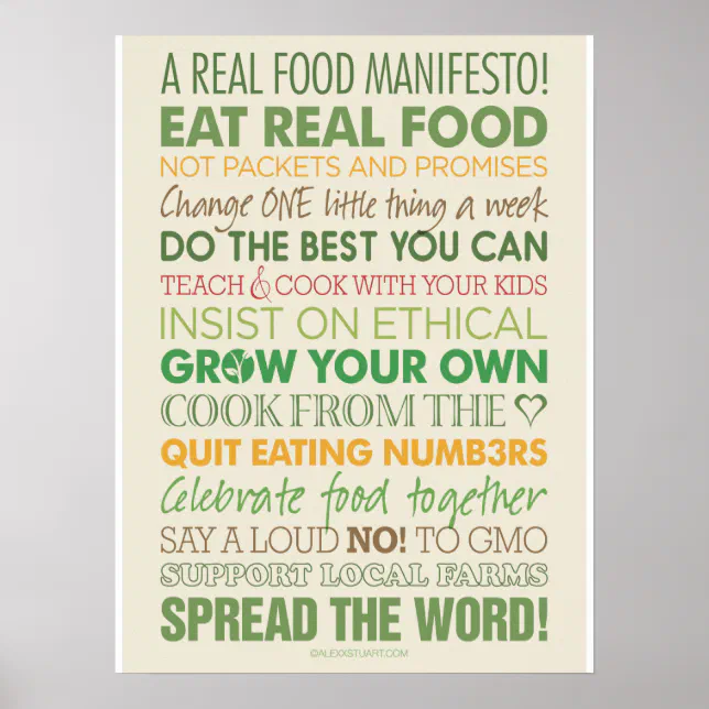 A Real Food Manifesto Poster | Zazzle