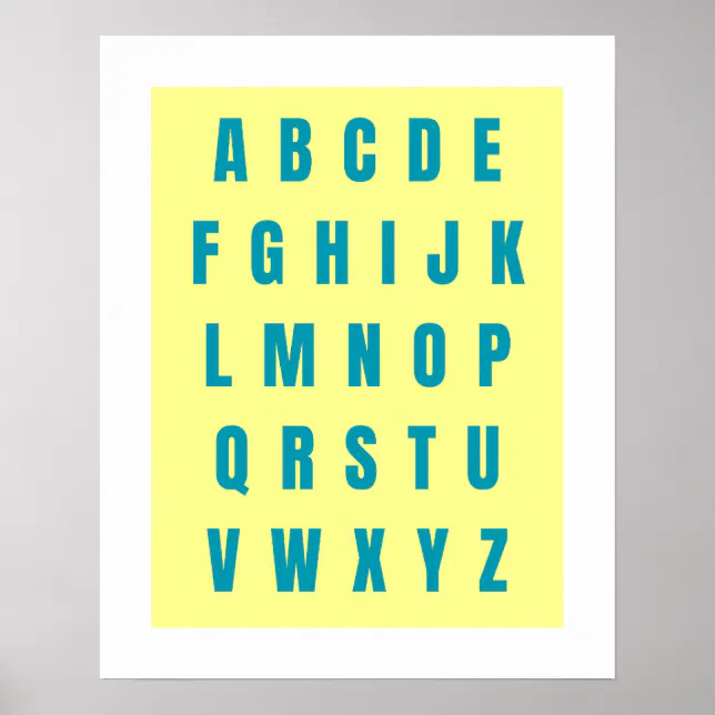 ABC Chart, A to Z Poster, Nursery Room Wall Art | Zazzle