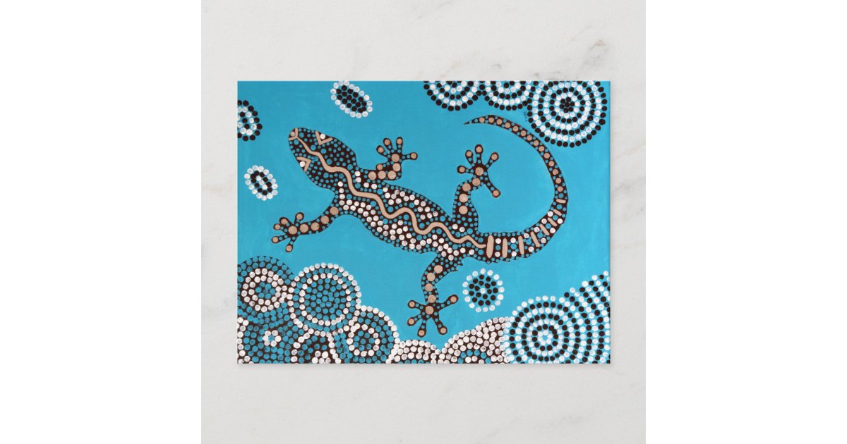 Aboriginal Art, Gecko, Point Painting, Dot Paintin Postcard | Zazzle