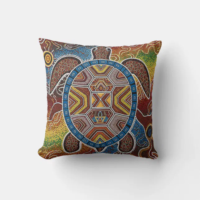 ABORIGINAL ART OF TURTLE CUSHION | Zazzle