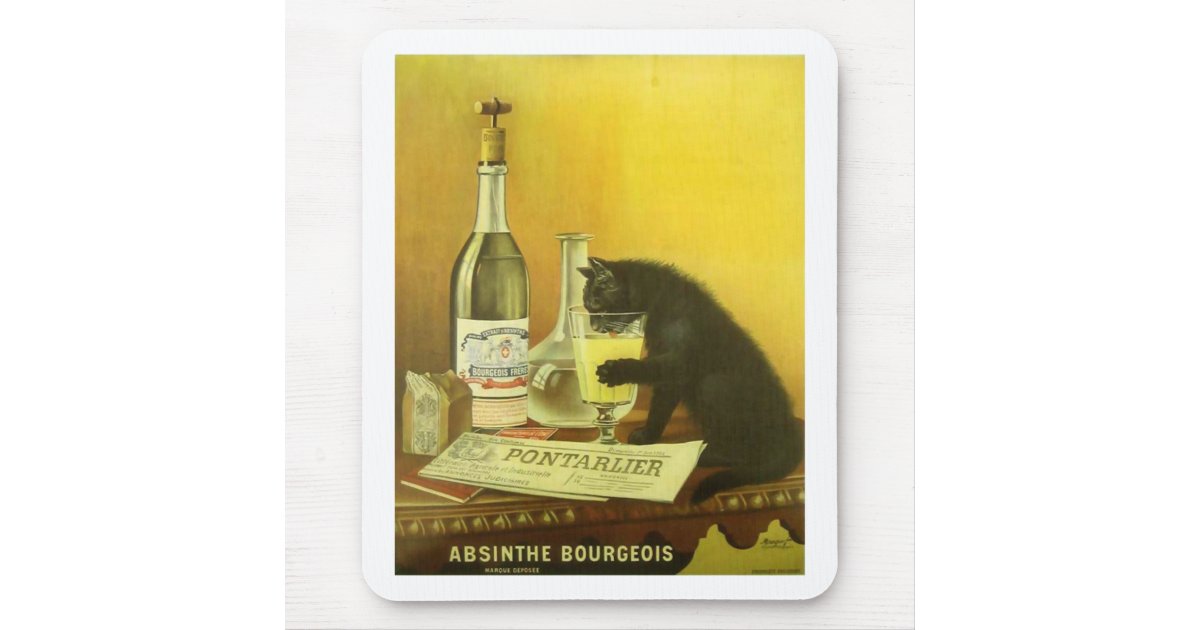 Absinthe Bourgeois and Cat Fine Vintage Poster Mouse Pad | Zazzle