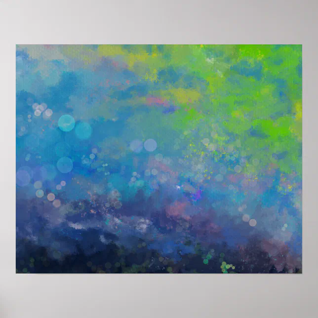 Abstract impressionist watercolor lily pond poster | Zazzle