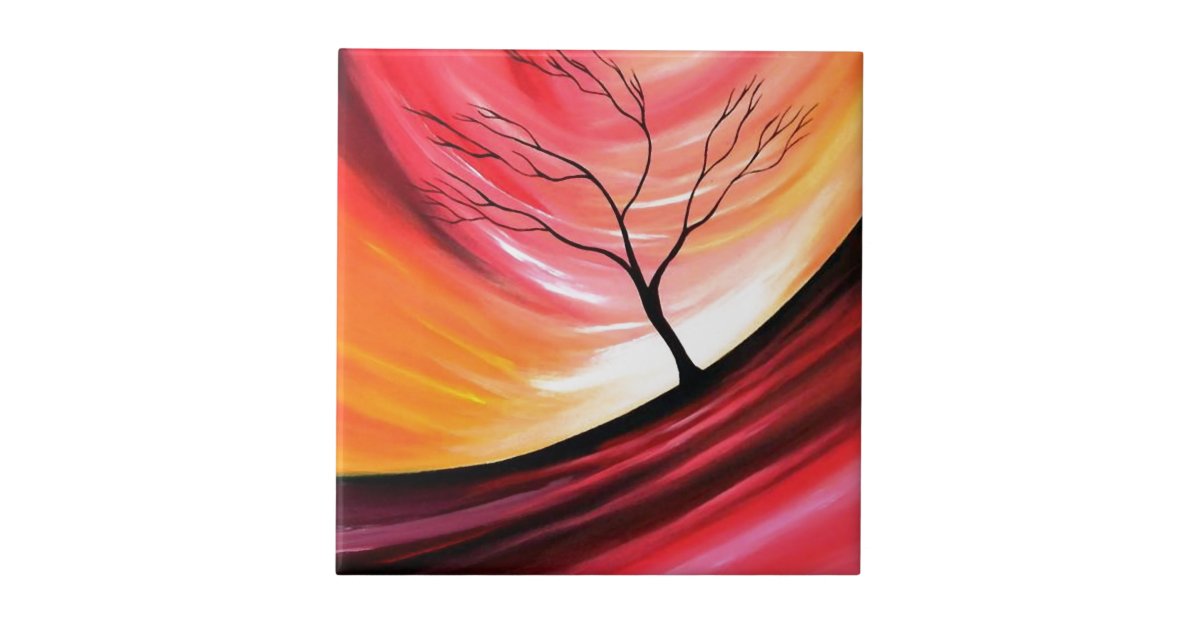 Abstract Tree - Modern Art Tile | Zazzle