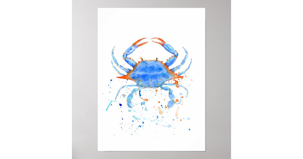 Abstract watercolor blue crab Print | Zazzle