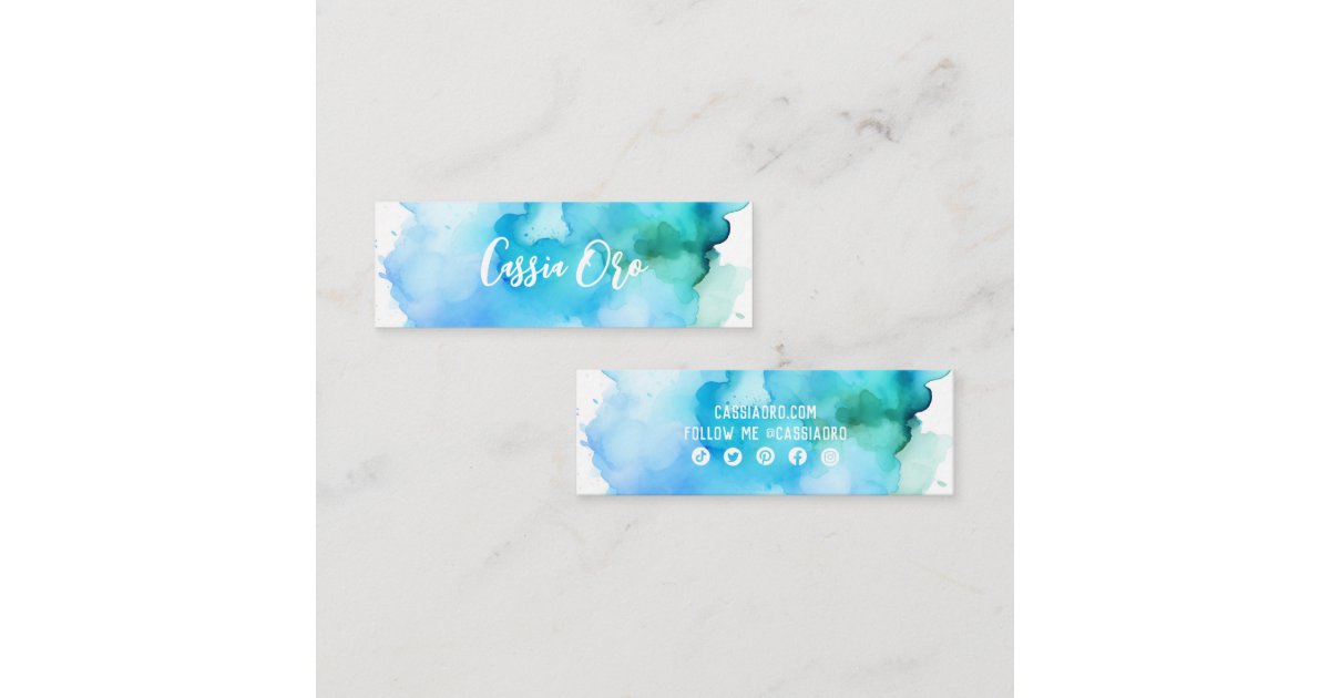 Abstract Watercolor Splash Custom Social Media Mini Business Card | Zazzle