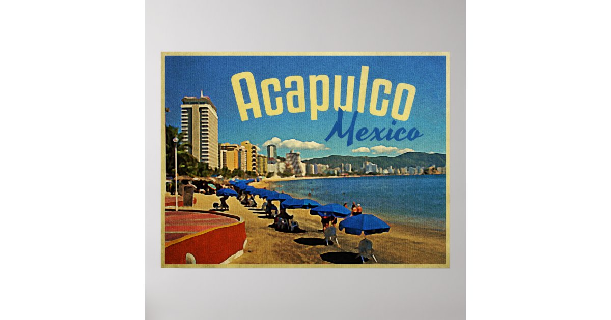 Acapulco Mexico Vintage Travel Poster | Zazzle