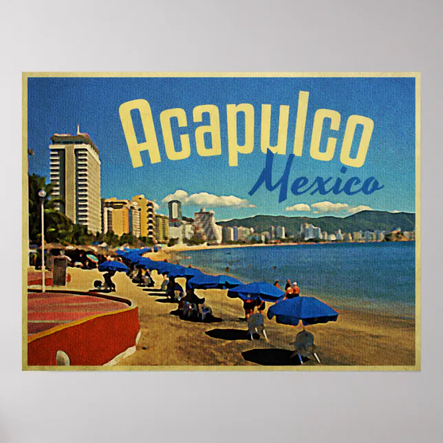 Acapulco Mexico Vintage Travel Poster | Zazzle