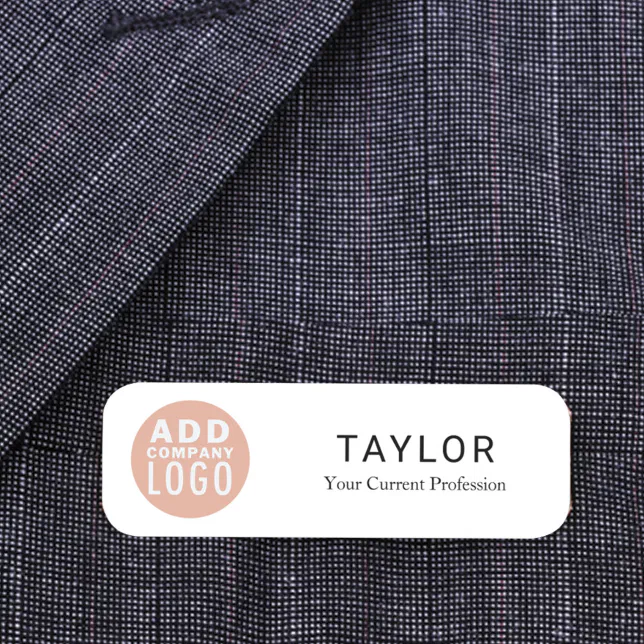 Add Business Logo Company Employee Name Tag | Zazzle