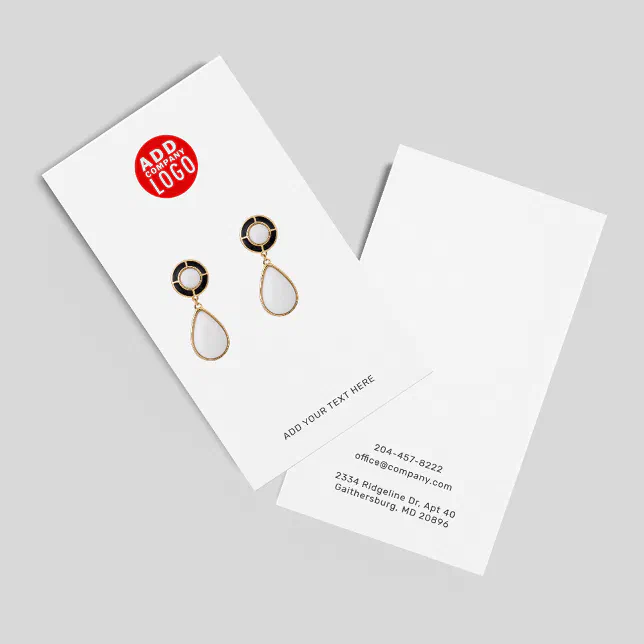 Add Business Logo Modern Earring Display Card | Zazzle