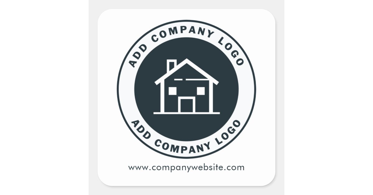 Add Custom Business Logo Company Website Address Square Sticker | Zazzle