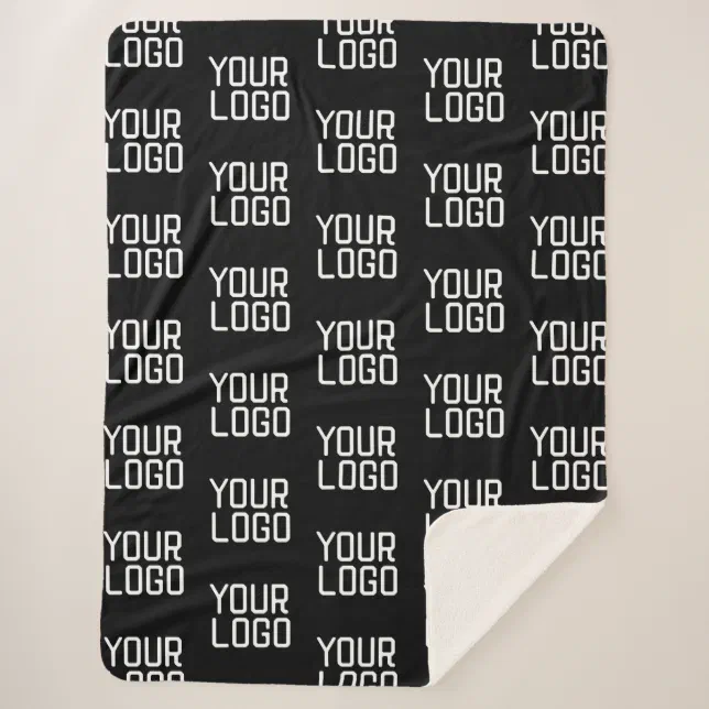 Add Your Logo Repeating Pattern Editable Template Sherpa Blanket | Zazzle