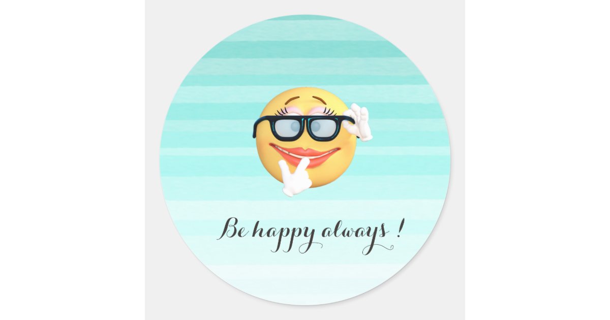 Adorable Happy Emoji Face-Be happy always Classic Round Sticker | Zazzle