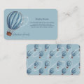 Adventure Awaits Blue Hot Air Balloon Baby Shower Enclosure Card | Zazzle