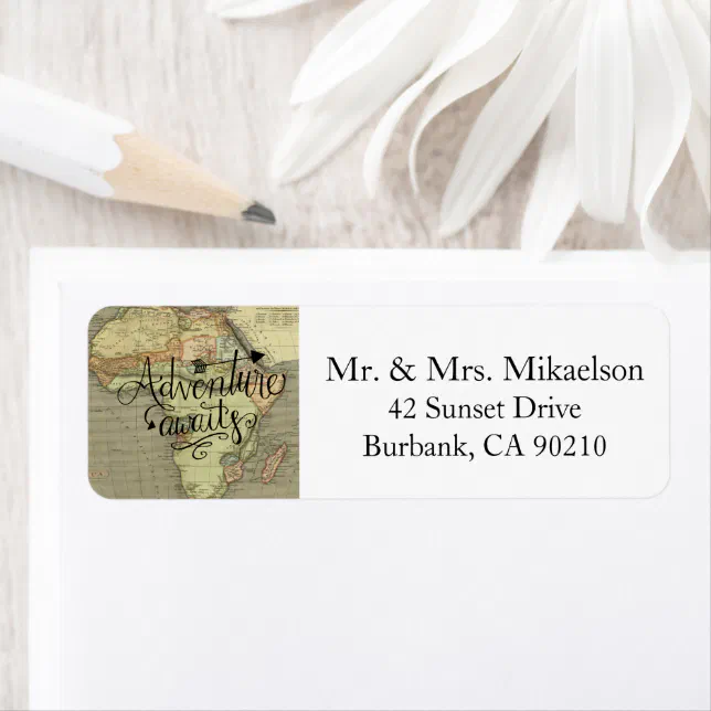 Adventure Awaits Old World Map Return Address Label | Zazzle