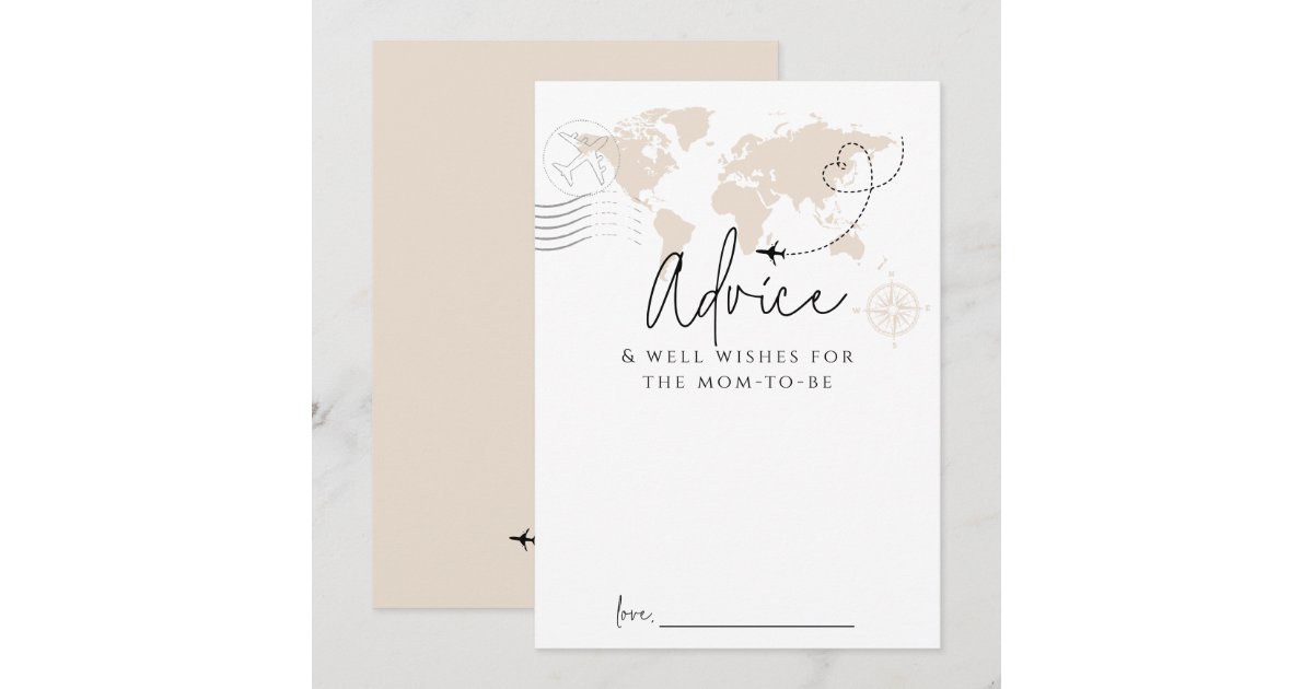Advice mum World Map travel Baby Shower Game card | Zazzle