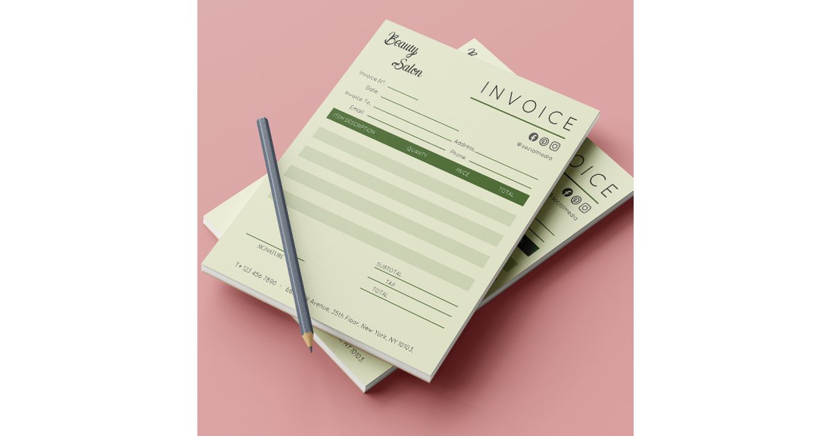 Aesthetician Invoice Sales Receipt Calligraphy Notepad | Zazzle