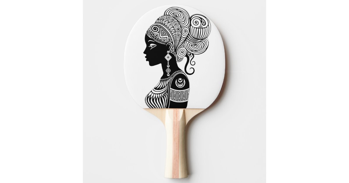 African Girl Portrait Tribal Tattoo Ping Pong Paddle | Zazzle