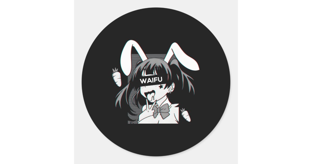 Ahegao Lewd Anime Face And Rabbit Cosplay Classic Round Sticker | Zazzle