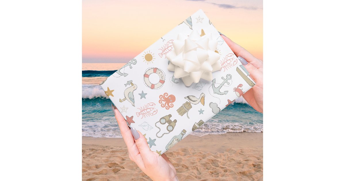 Ahoy it's a Boy Nautical Baby Shower Wrapping Paper Sheet | Zazzle