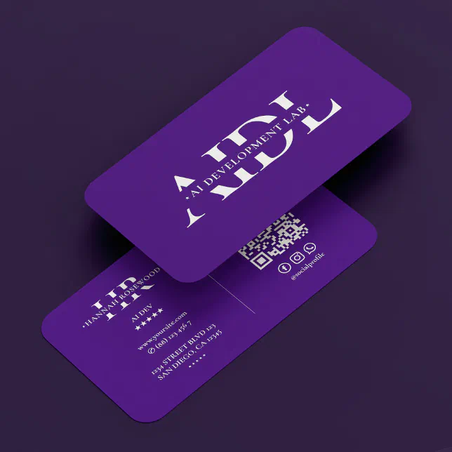 AI Artificial Intelligence Purple Monogram Modern Business Card | Zazzle
