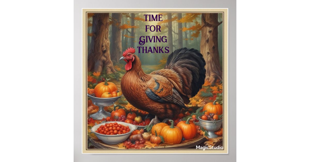 AI Downloadable Time for Giving Thanks Poster | Zazzle