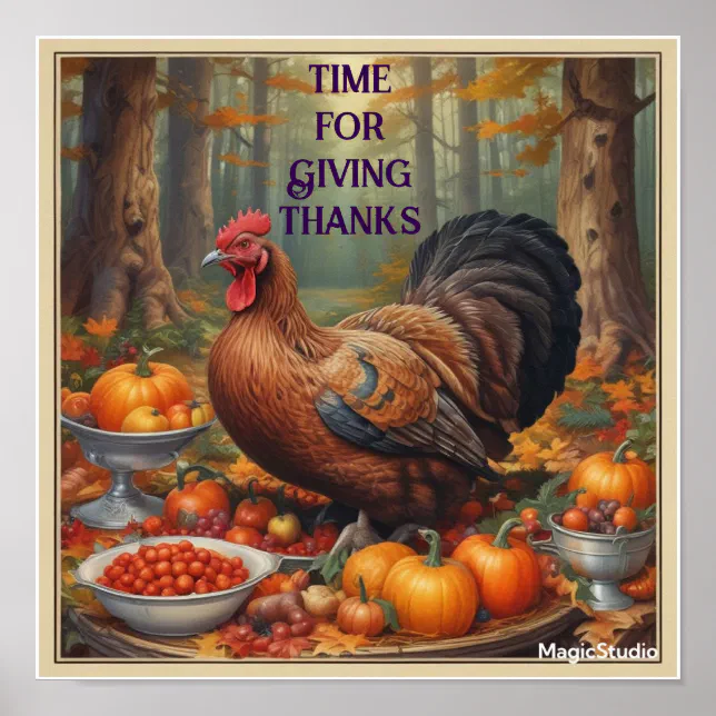 AI Downloadable Time for Giving Thanks Poster | Zazzle