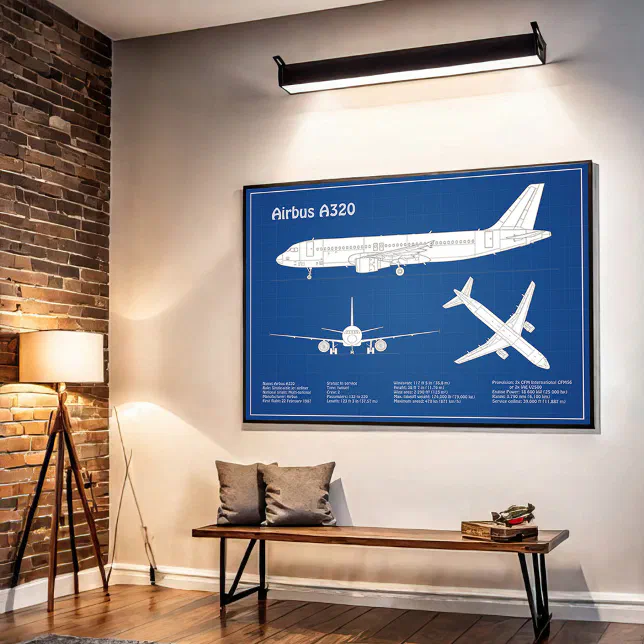 Airbus A320 - Aeroplane Blueprint Drawing Plans AB Poster | Zazzle