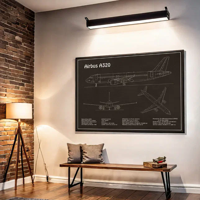 Airbus A320 - Aeroplane Blueprint Drawing Plans PD Poster | Zazzle