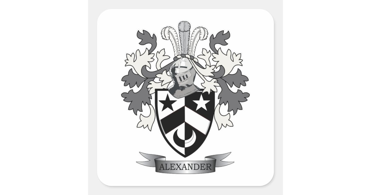 Alexander Family Crest Coat of Arms Square Sticker | Zazzle