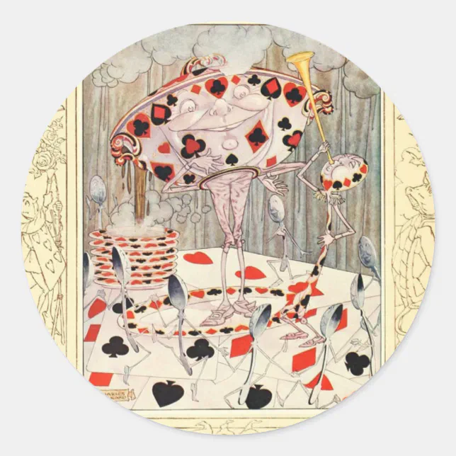 Alice in Wonderland Card Battle Classic Round Sticker | Zazzle
