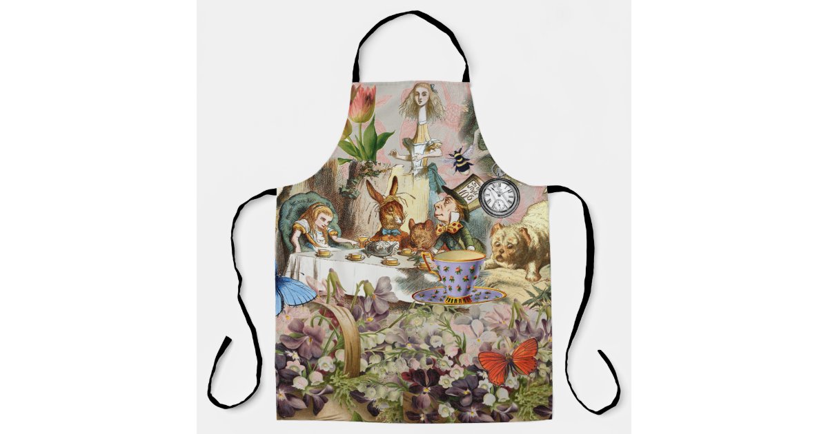 Alice in Wonderland tea party characters Apron | Zazzle
