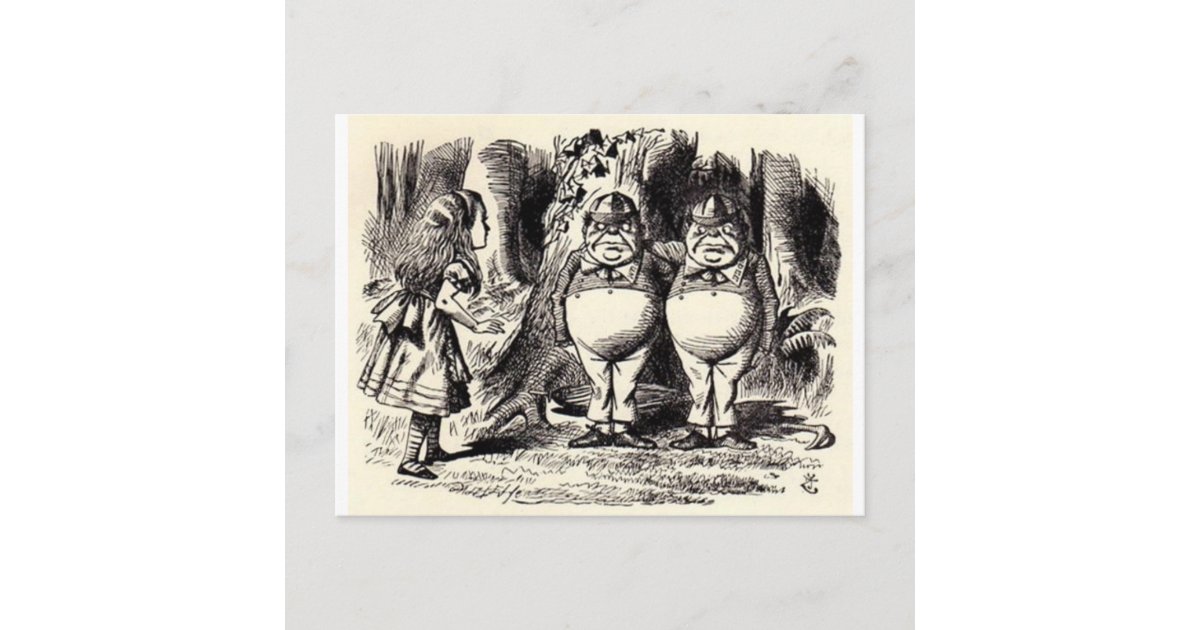 Alice in Wonderland: Twiddle Dee and Twiddle Dum Postcard | Zazzle