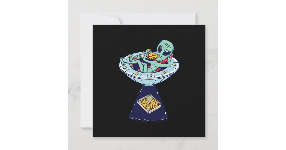 Alien Abduction Pizza UFO Flying Saucer Aliens Gif Invitation | Zazzle