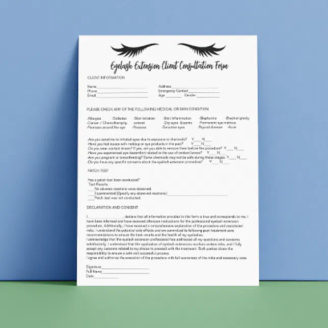 Allergy Patch Test Script Calligraphy Consent Form Custom Letterhead ...