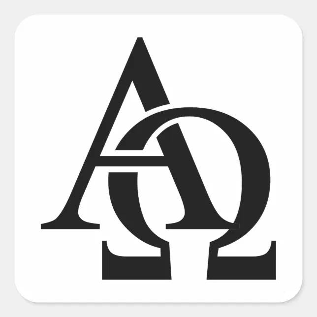 Alpha and Omega symbols | Greek Alphabet Letters Square Sticker | Zazzle