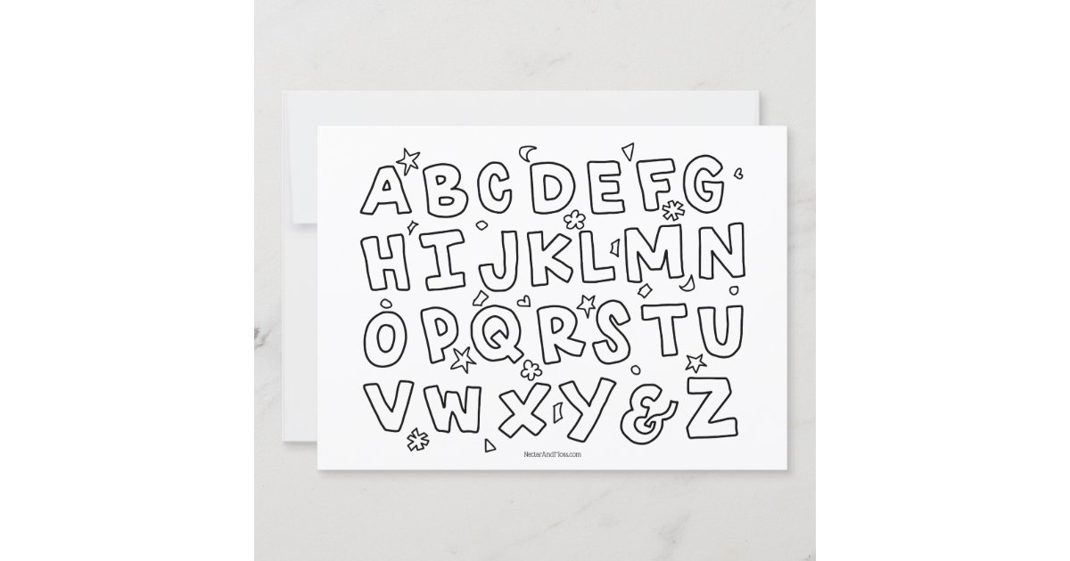 Alphabet Colouring Card | Zazzle