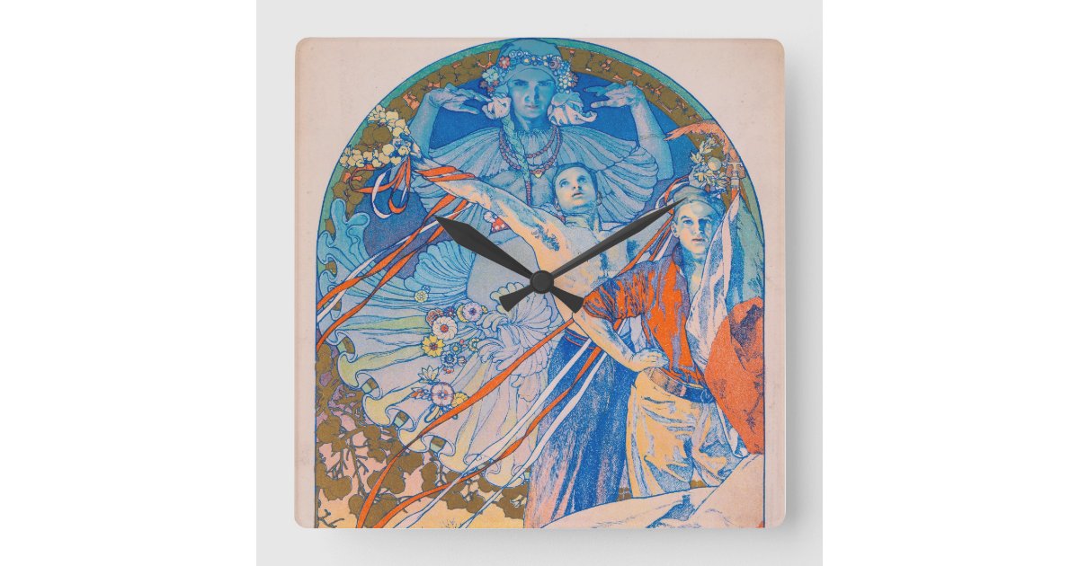 Alphonse Mucha Poster for Sokol Festival (1926) Square Wall Clock | Zazzle