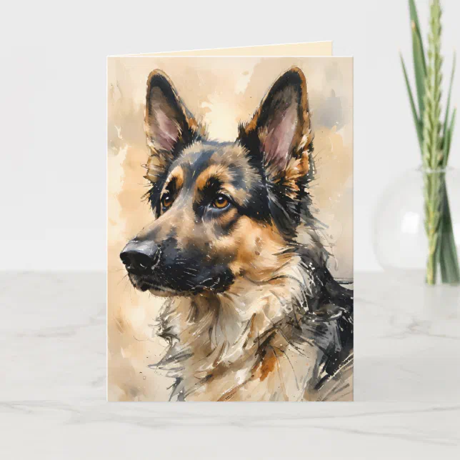 Alsation German Shepard Dog Art Design Card | Zazzle